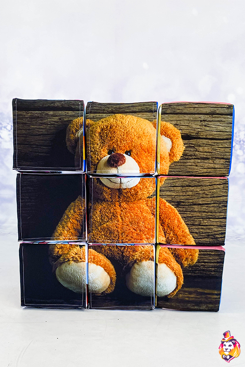 Puzzle cubes bear bunnies game prop