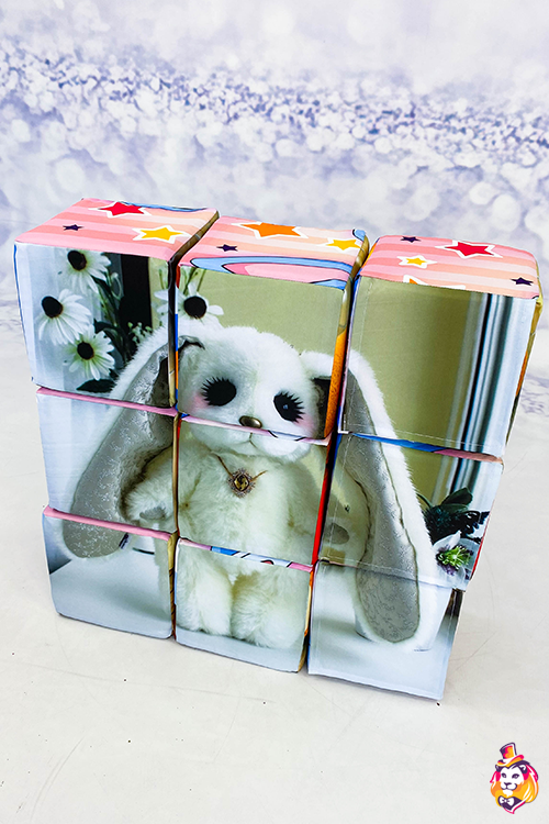 Puzzle cubes bear bunnies game prop
