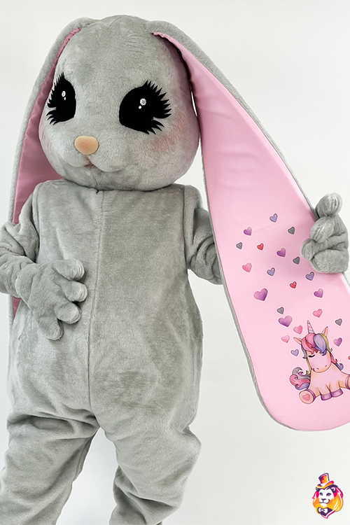 Three super mascots gray mascot costume