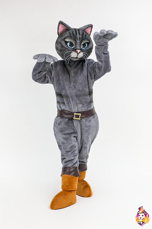 Grey Kitty in boots Mascot Costume