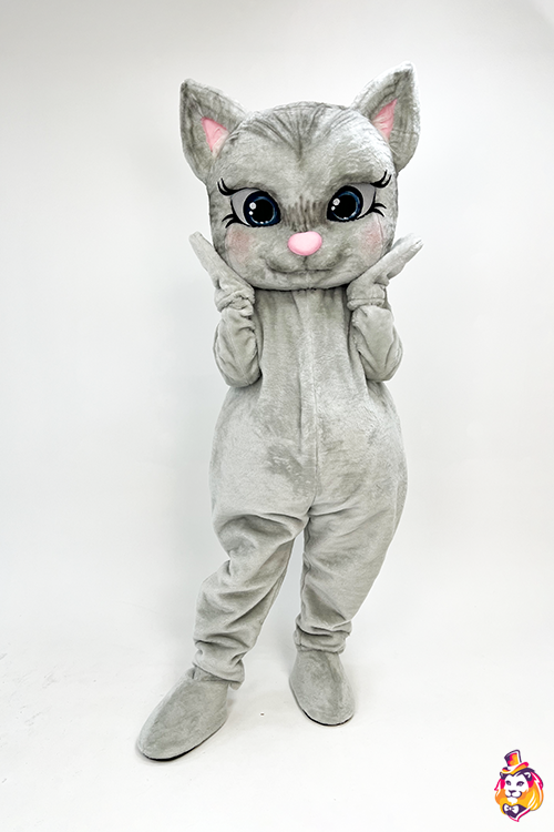 Three super mascots gray mascot costume