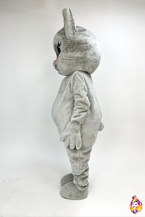 Three super mascots gray mascot costume