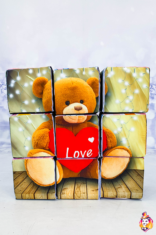 Puzzle cubes bear bunnies game prop