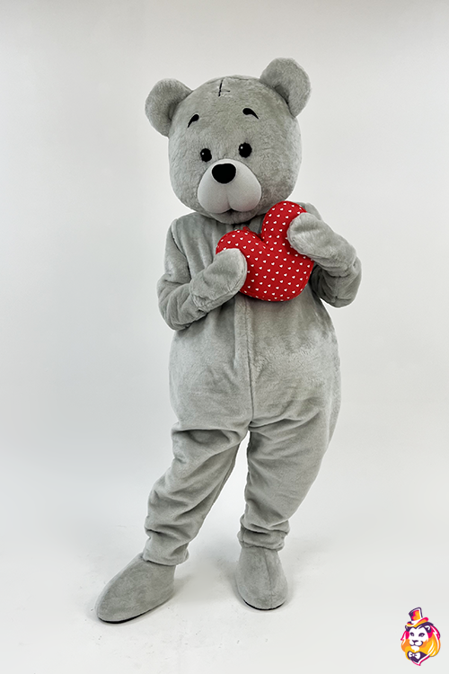 Three super mascots gray mascot costume